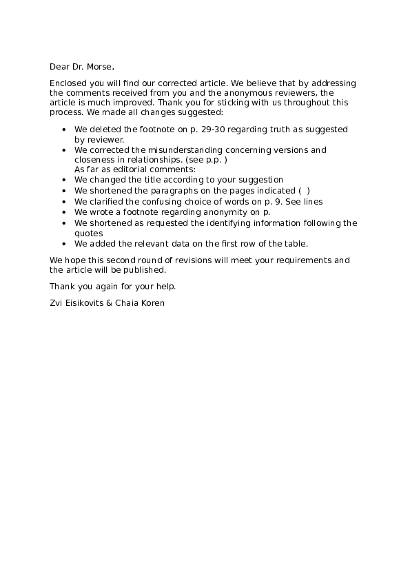 (DOC) Approaches to and outcomes of dyadic interview analysis
