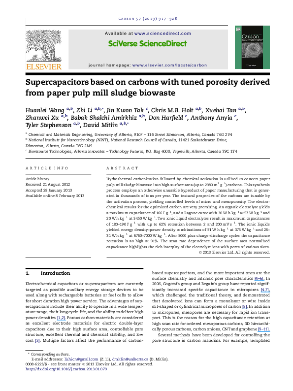 (PDF) Supercapacitors based on carbons with tuned porosity derived from ...