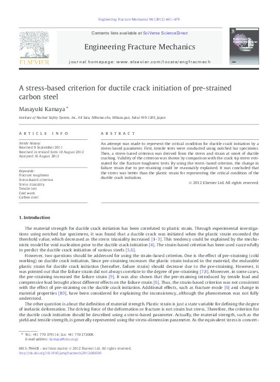 (PDF) A stress-based criterion for ductile crack initiation of pre ...