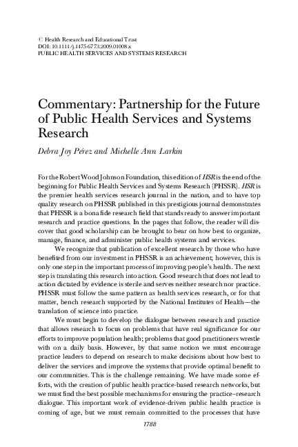 (PDF) Commentary: Partnership for the Future of Public Health Services ...