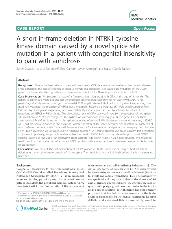 (PDF) A short in-frame deletion in NTRK1 tyrosine kinase domain caused ...