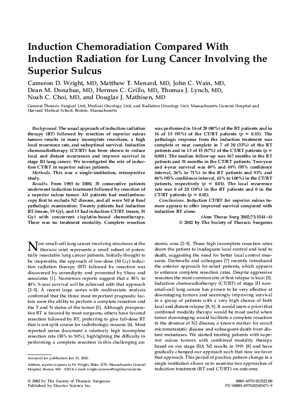 (PDF) Induction chemoradiation compared with induction radiation for ...