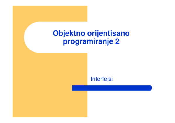 (PDF) Objektno orijentisano programiranje 2 Interfejsi | Vladimir ...
