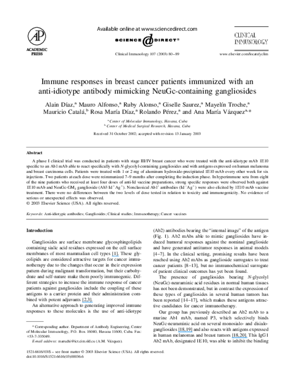 (PDF) Immune responses in breast cancer patients immunized with an anti ...