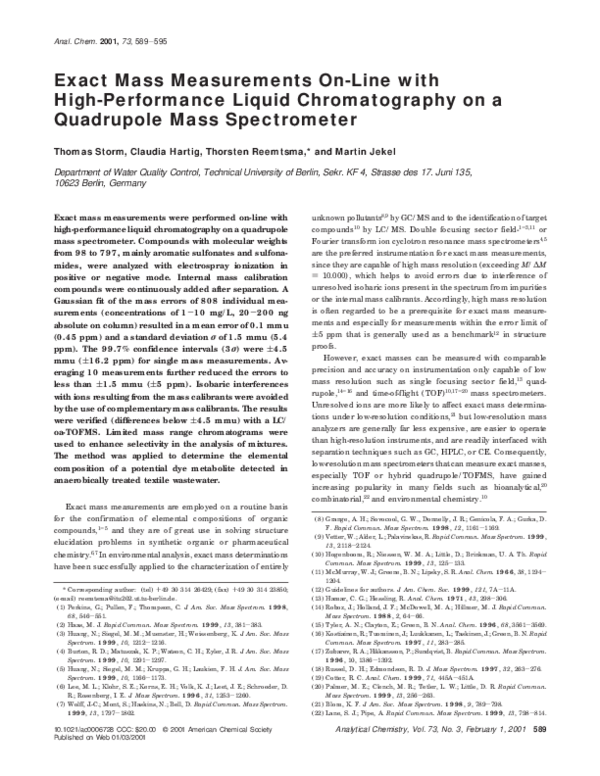 (PDF) Exact Mass Measurements On-Line with High-Performance Liquid ...