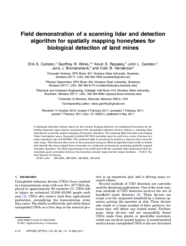 Pdf Field Demonstration Of A Scanning Lidar And Detection Algorithm 9794