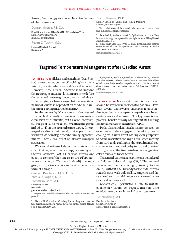 (PDF) Targeted Temperature Management after Cardiac Arrest