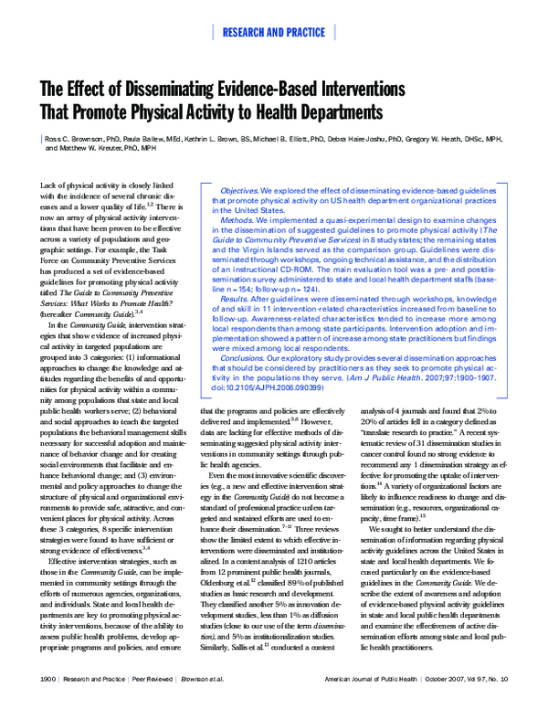 (PDF) Evaluating an evidence-based physical activity intervention website | Laura Brennan and ...