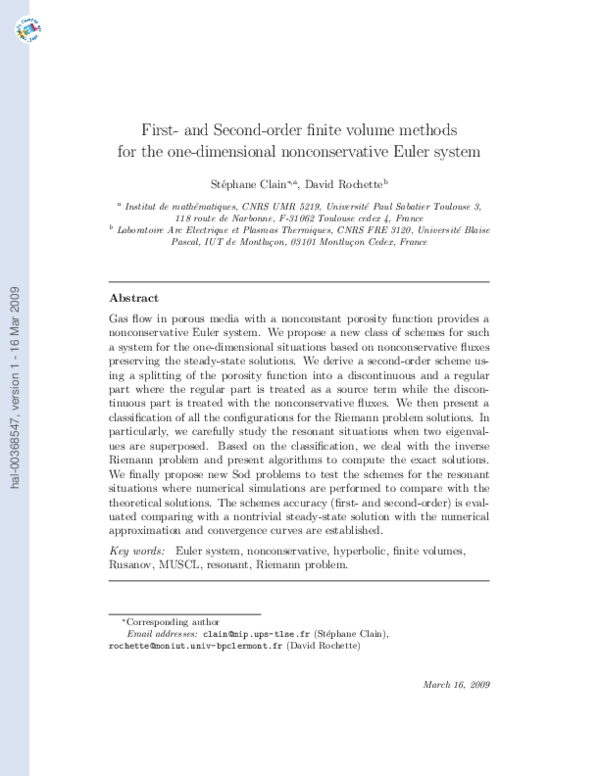 (PDF) First- and second-order finite volume methods for the one-dimensional nonconservative ...