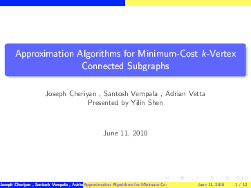 (PDF) Approximation algorithms for minimum-cost k-vertex connected subgraphs