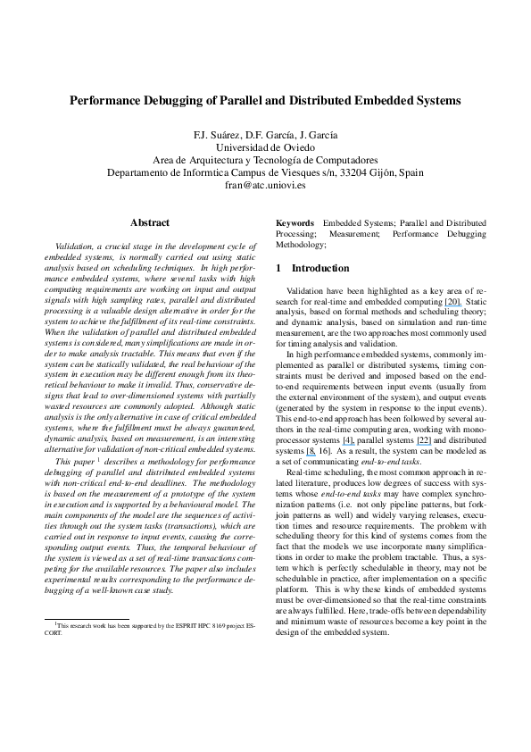 (PDF) Performance debugging of parallel and distributed embedded systems (PDF) Performance debugging of parallel and distributed embedded systems