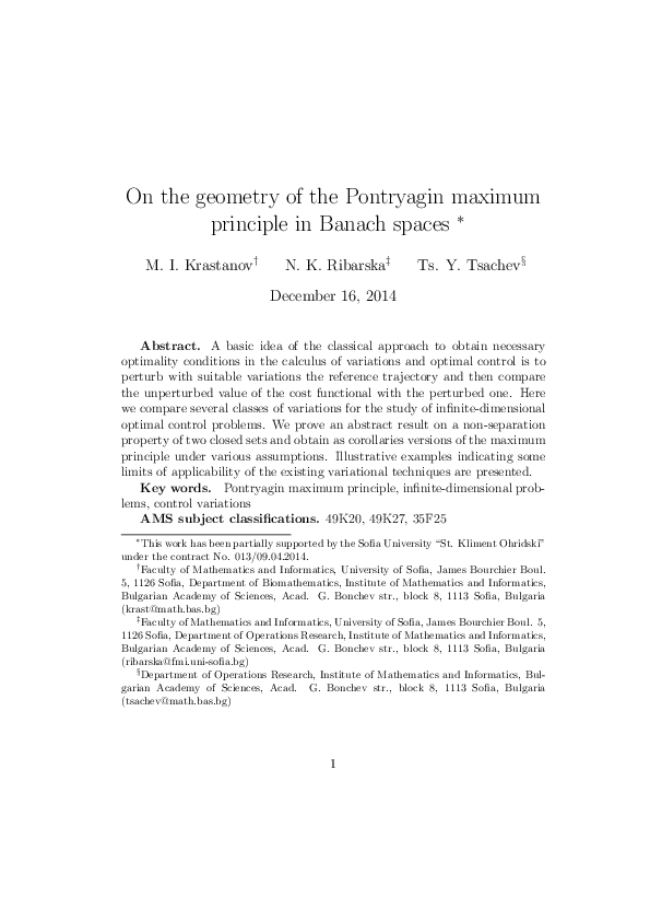 (PDF) On the Geometry of the Pontryagin Maximum Principle in Banach Spaces