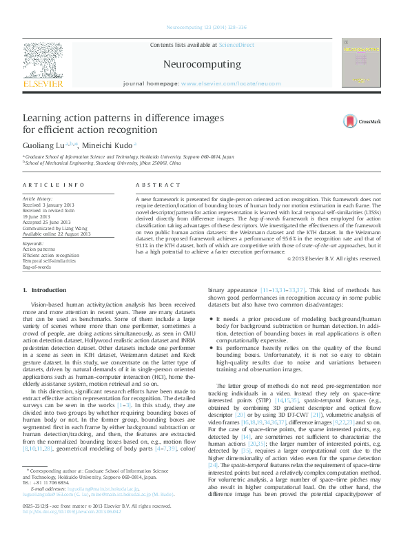 (PDF) Learning action patterns in difference images for efficient ...
