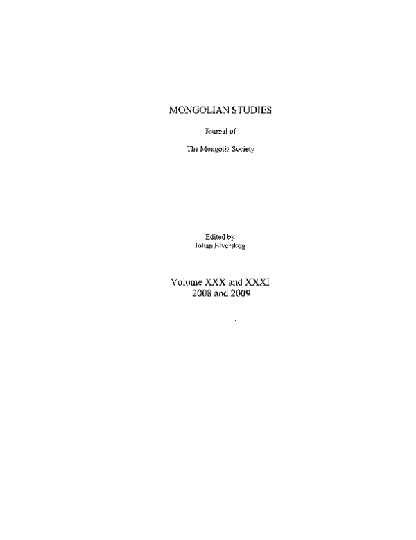 Pdf The Interrogative Particle In Early Middle Mongolian John C