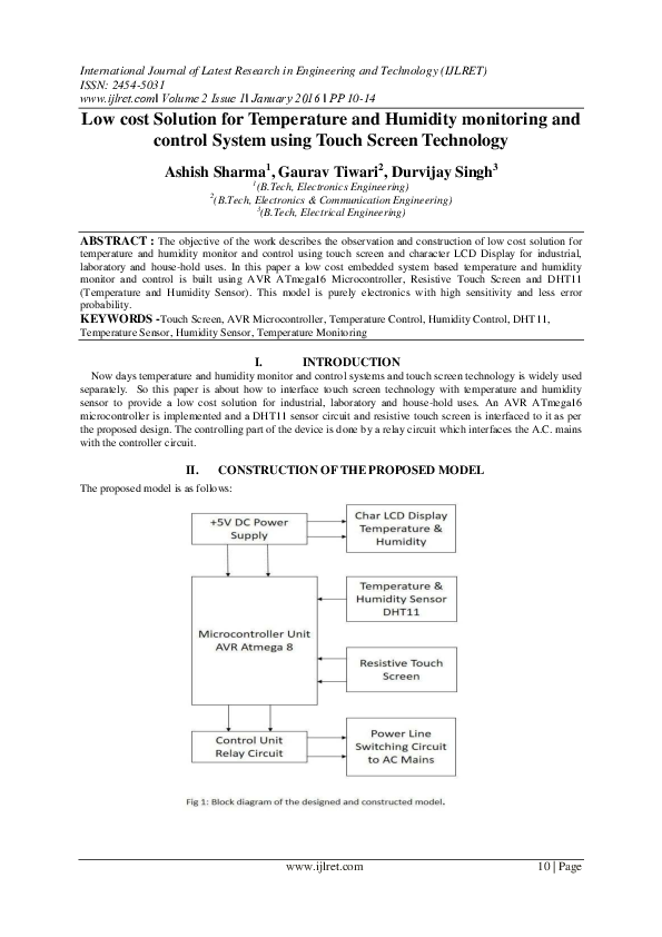 (PDF) Low cost Solution for Temperature and Humidity monitoring and control System using Touch ...