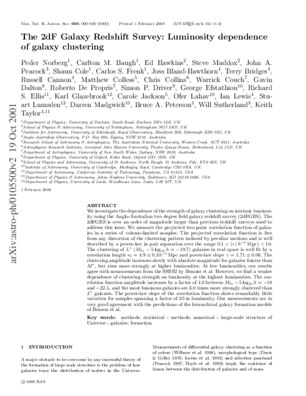 (PDF) The 2dF Galaxy Redshift Survey: luminosity dependence of galaxy ...