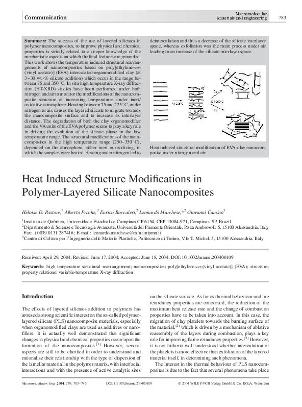 (PDF) Heat Induced Structure Modifications in Polymer-Layered Silicate ...