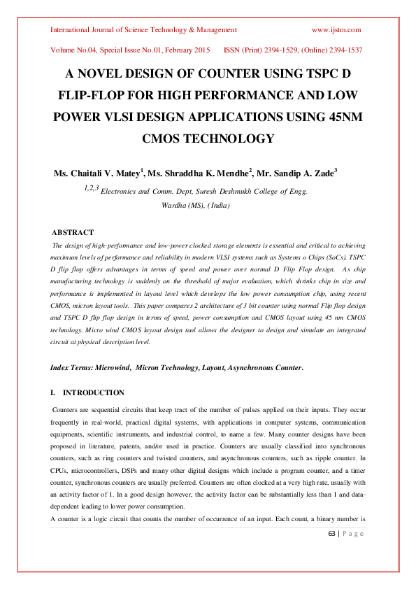 (PDF) A NOVEL DESIGN OF COUNTER USING TSPC D FLIP-FLOP FOR HIGH ...