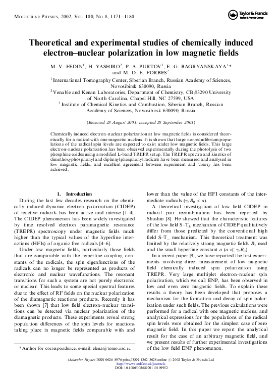 (PDF) Theoretical and experimental studies of chemically induced ...