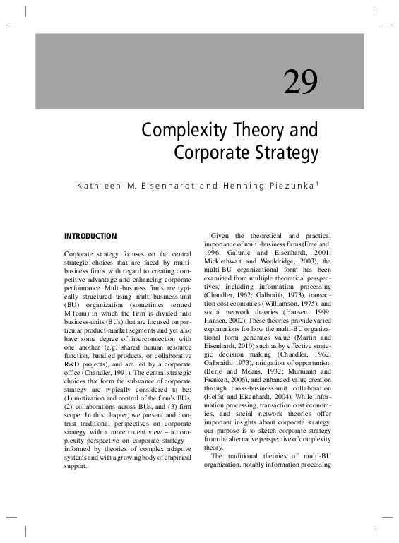 (PDF) Complexity Theory and Corporate Strategy