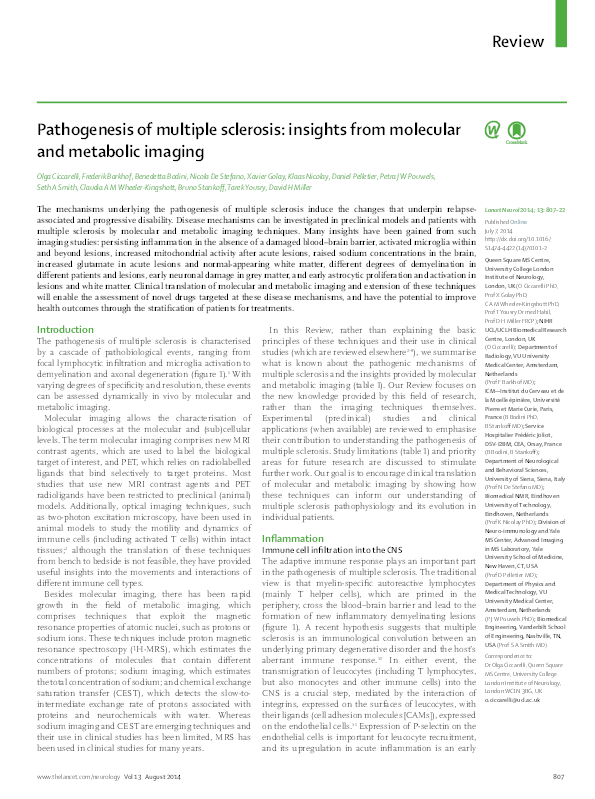 (PDF) Pathogenesis of multiple sclerosis: insights from molecular and ...