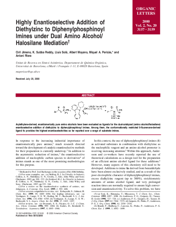 (PDF) Highly Enantioselective Addition of Diethylzinc to ...
