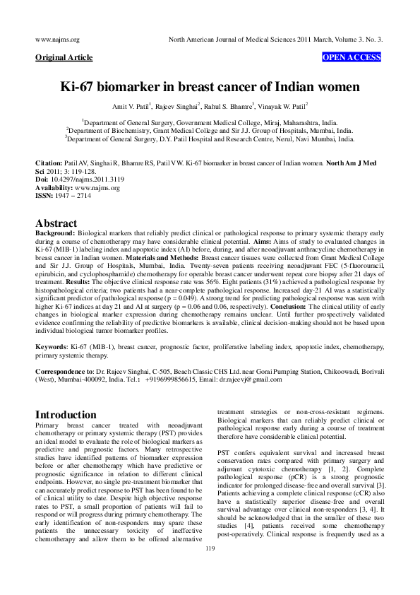 (PDF) Assessment of the Prognostic Role of Ki-67 and Its Optimal Cutoff ...