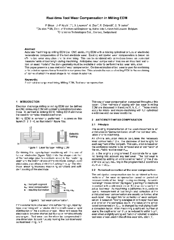 (PDF) Real-time Tool Wear Compensation in Milling EDM