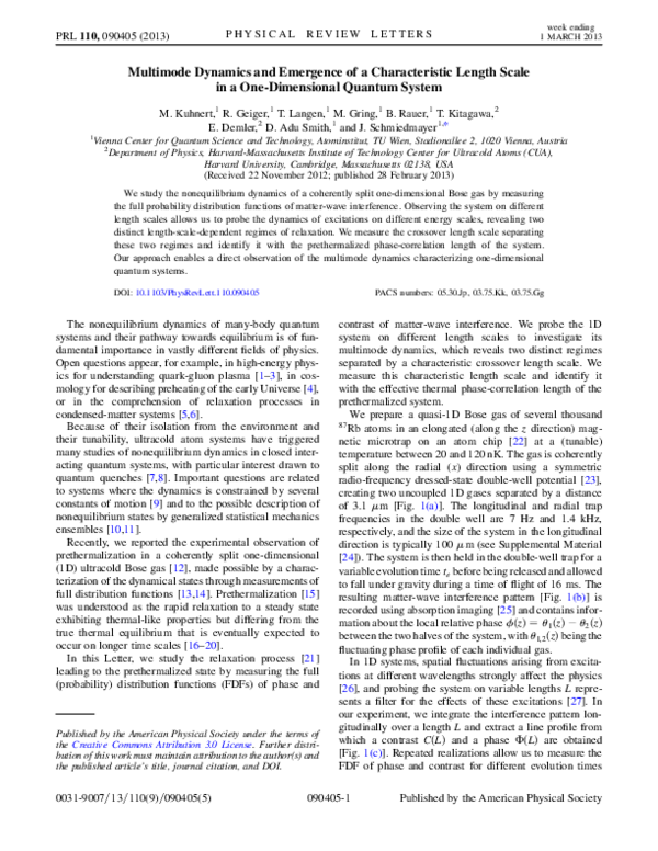 (PDF) Multimode Dynamics and Emergence of a Characteristic Length Scale ...