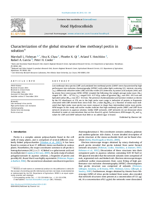(PDF) Characterization of the global structure of low methoxyl pectin ...