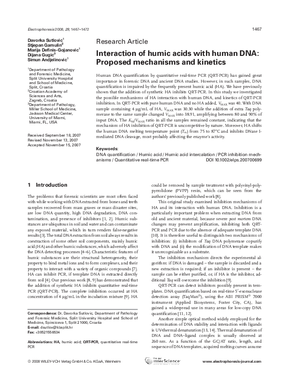 (PDF) Interaction of humic acids with human DNA: Proposed mechanisms ...