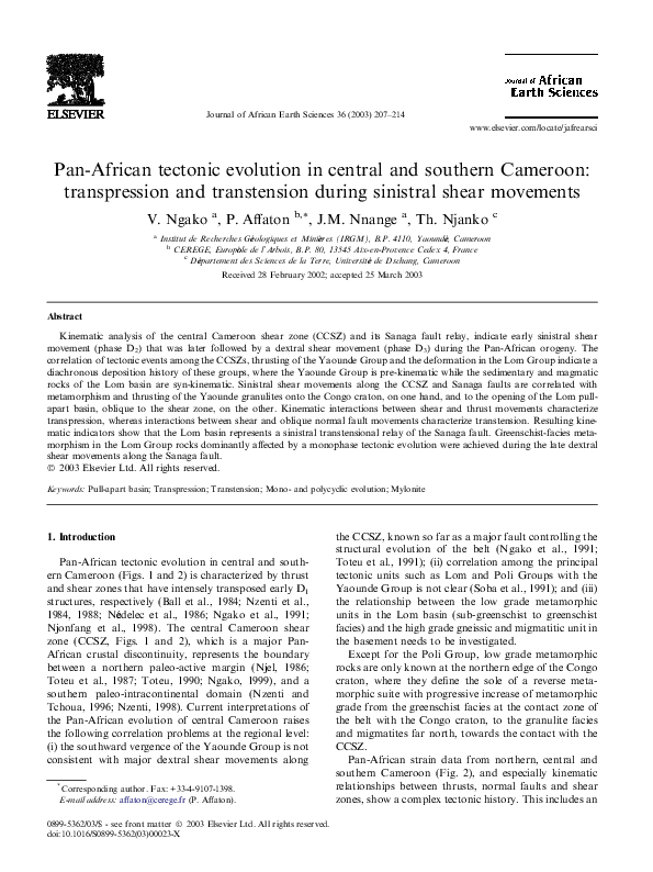 (PDF) Pan-African tectonic evolution in central and southern Cameroon ...