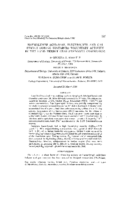(PDF) Haemolymph acid-base, electrolyte and gas status during sustained ...