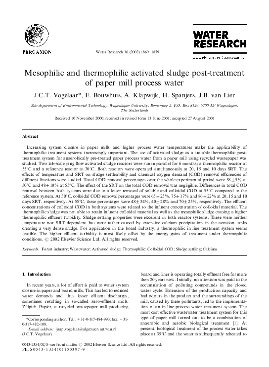 (PDF) Mesophilic and thermophilic activated sludge post-treatment of ...