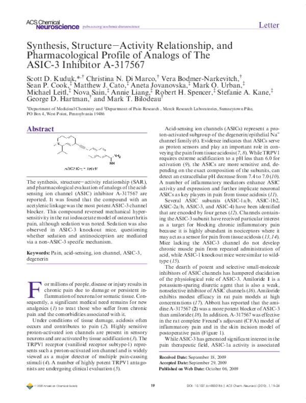 (PDF) Synthesis, Structure−Activity Relationship, and Pharmacological Profile of Analogs of The ...