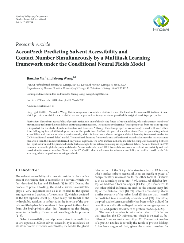 (PDF) AcconPred: Predicting Solvent Accessibility and Contact Number Simultaneously by a ...