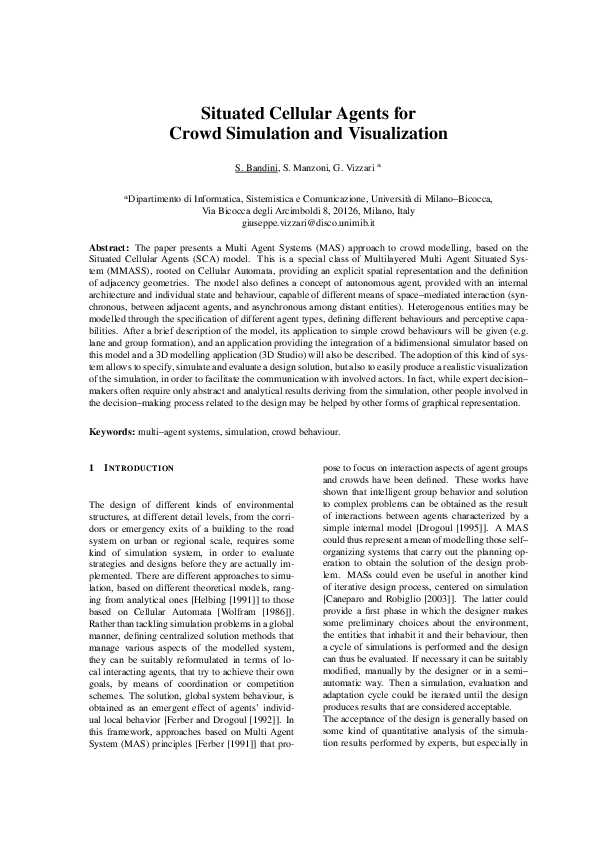 (PDF) Situated cellular agents for crowd simulation and visualization