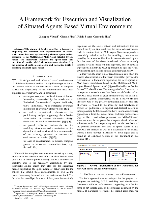 (PDF) A framework for execution and visualization of situated agents based virtual environments