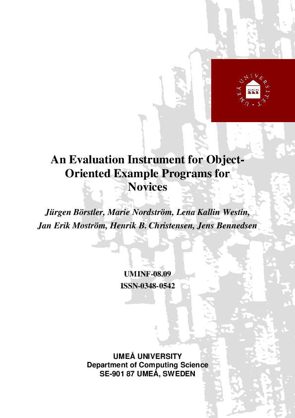 Pdf An Evaluation Instrument For Object Oriented Example Programs For 9705