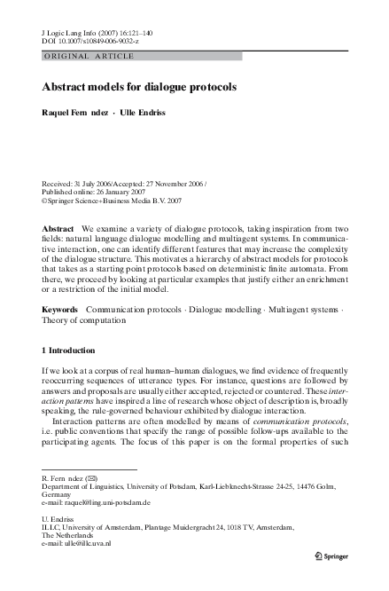 (PDF) Abstract models for dialogue protocols
