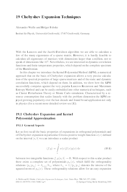 Pdf Chebyshev Expansion Techniques