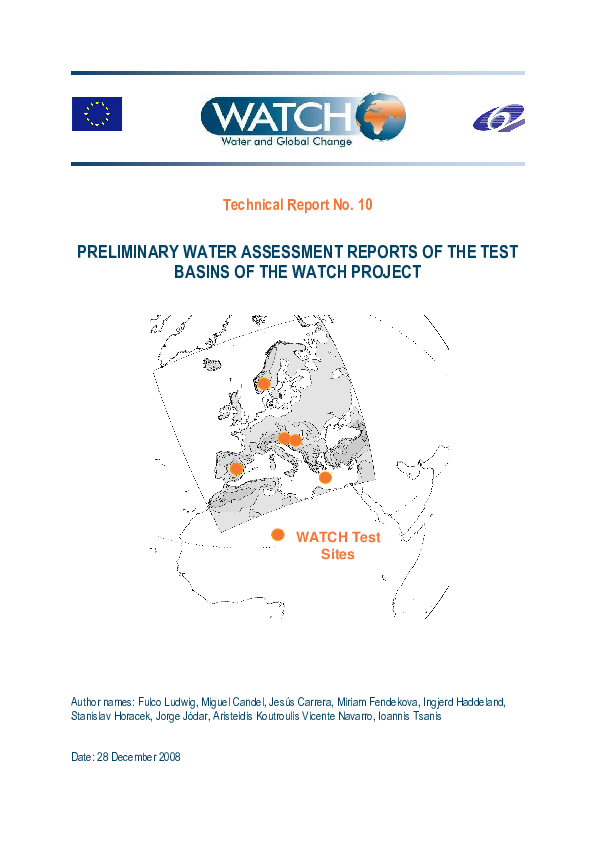 (PDF) Technical Report Number 10 Preliminary Water Assessment Reports ...