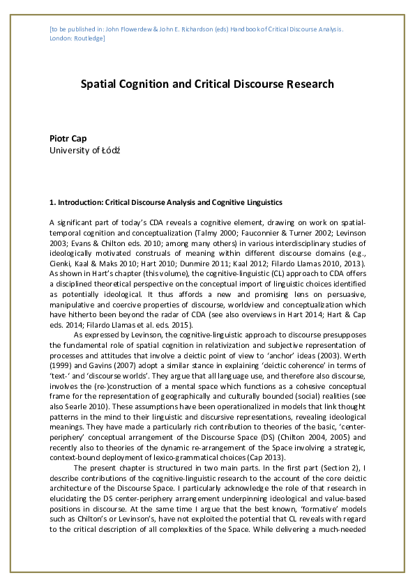 (PDF) Spatial Cognition and Critical Discourse Research