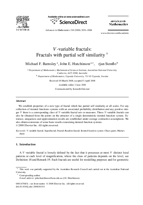 (PDF) V-variable fractals: Fractals with partial self similarity