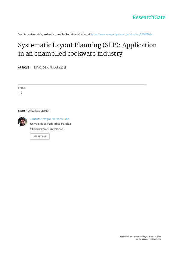(PDF) Systematic Layout Planning (SLP): Application in an enamelled ...