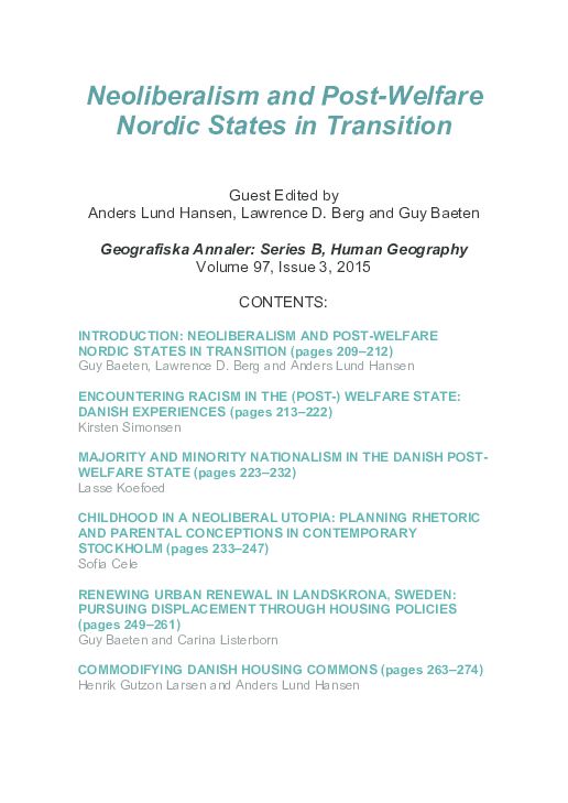(PDF) Neoliberalism and Post-Welfare Nordic States in Transition