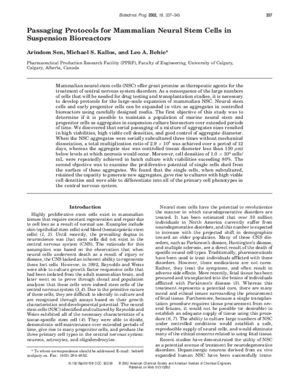 (PDF) Passaging Protocols for Mammalian Neural Stem Cells in Suspension ...
