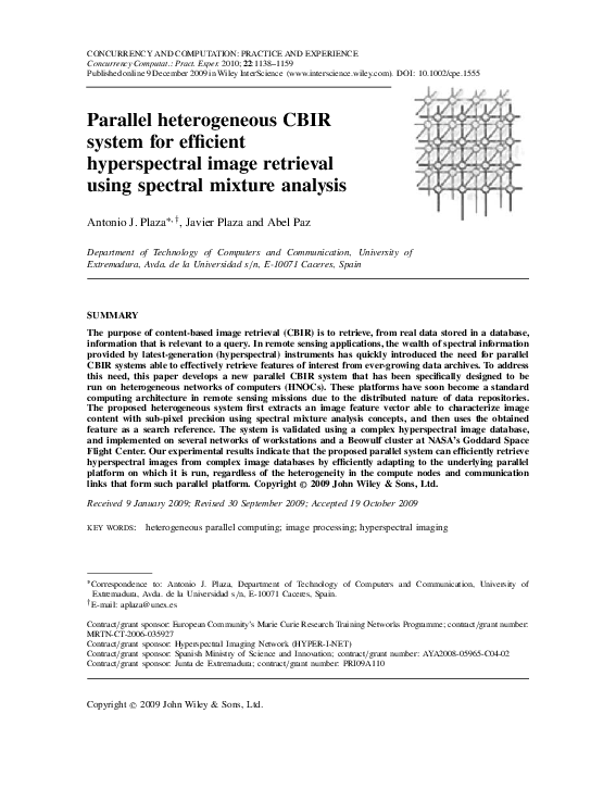 (PDF) Parallel heterogeneous CBIR system for efficient hyperspectral image retrieval using ...