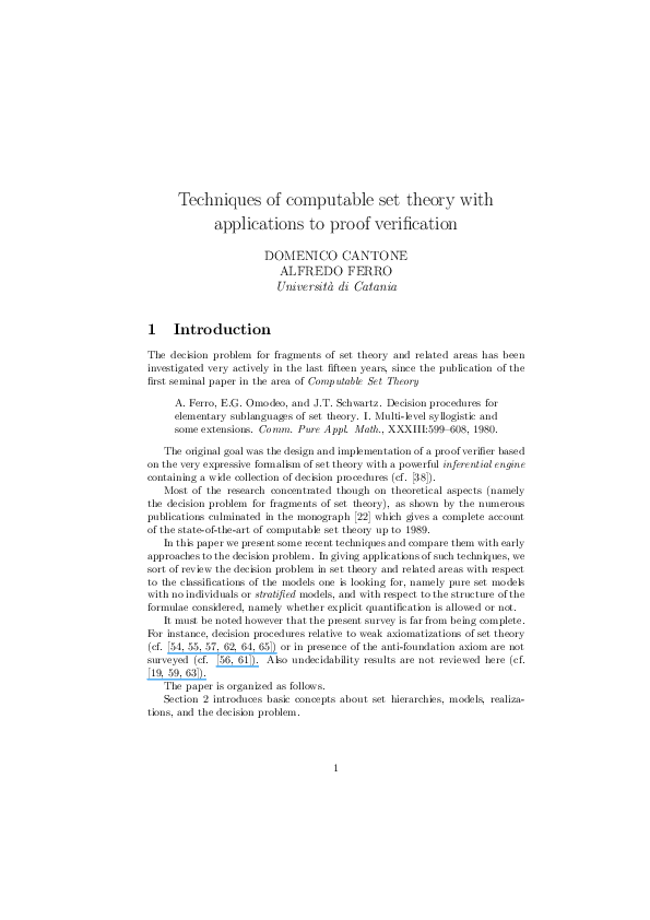 (PDF) Techniques of computable set theory with applications to proof ...