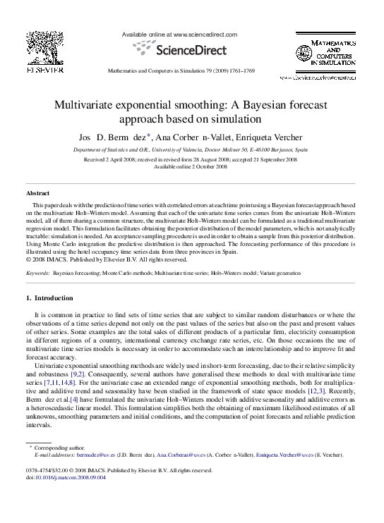 (PDF) Multivariate exponential smoothing: A Bayesian forecast approach based on simulation